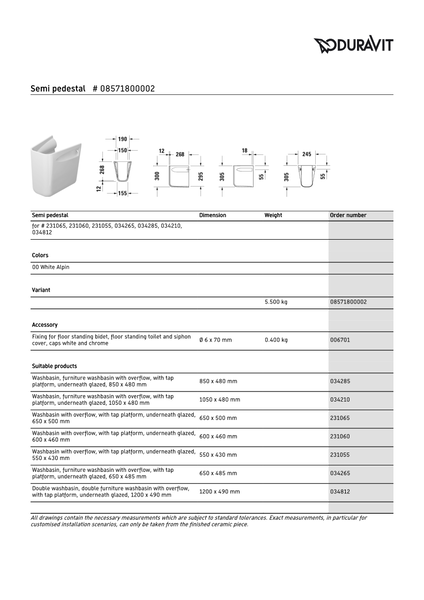 Duravit | D Code | 8571800002 | Pedestal - Pedestals - Bathrooms And ...